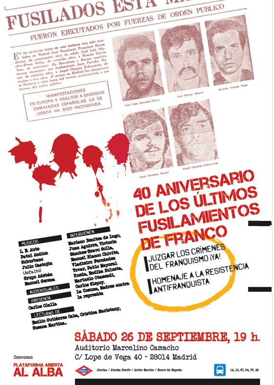 Memòria Repressió Franquista Homenaje 40 Aniversario De Los últimos